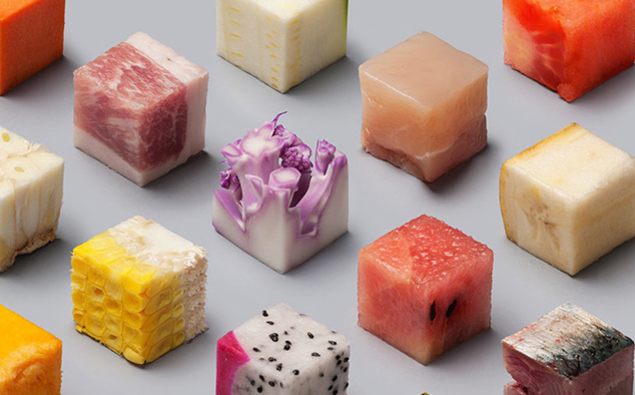 Raw Foods Cut Into 98 Perfectly Symmetrical Cubes Is Surprisingly Pleasing